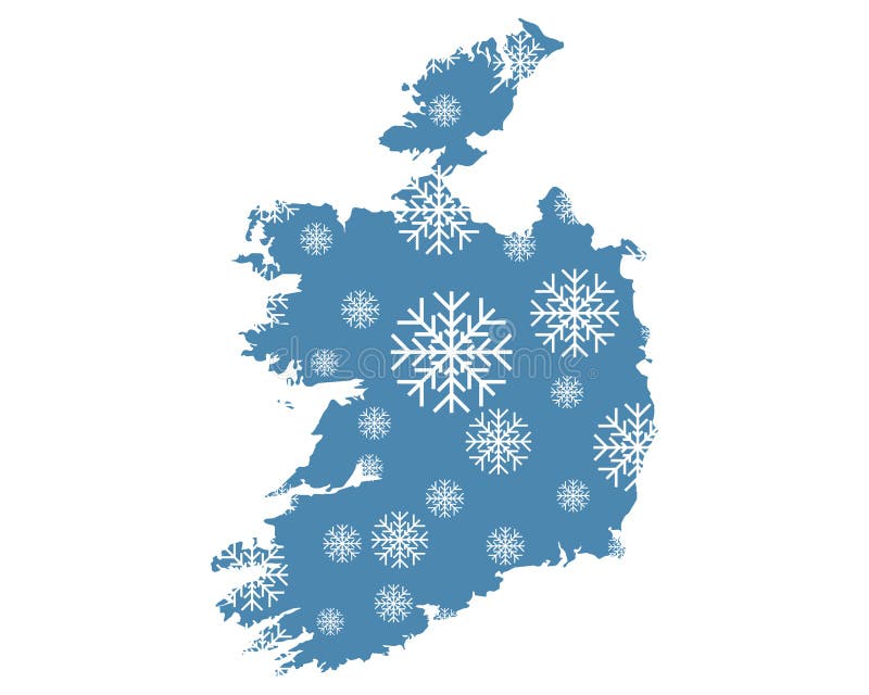 Map of Ireland with Snowflakes Stock Vector - Illustration of flake ...