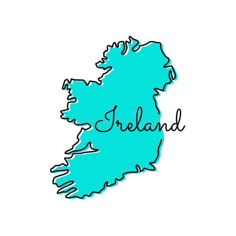 Green Map of Ireland with Outline Vector Design Template. Editable ...