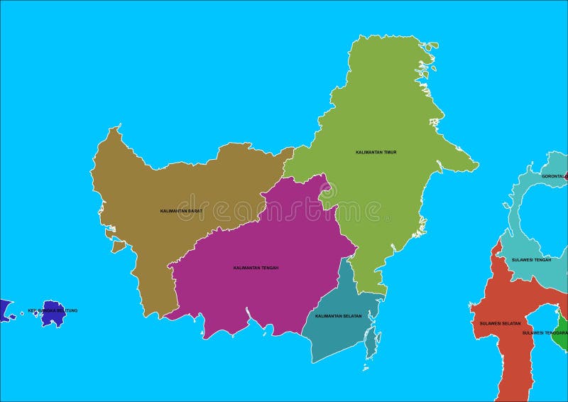 Map of the Island of Borneo Indonesia Stock Illustration - Illustration ...