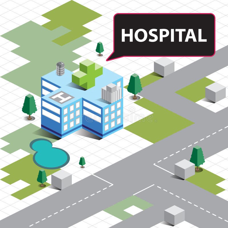 Map Isometric hospital stock vector. Illustration of land - 67789854