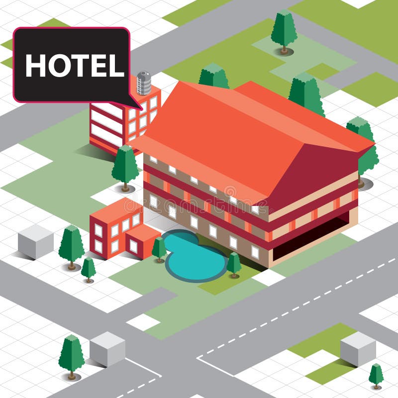 Map Isometric hotel stock vector. Illustration of direction - 67789916