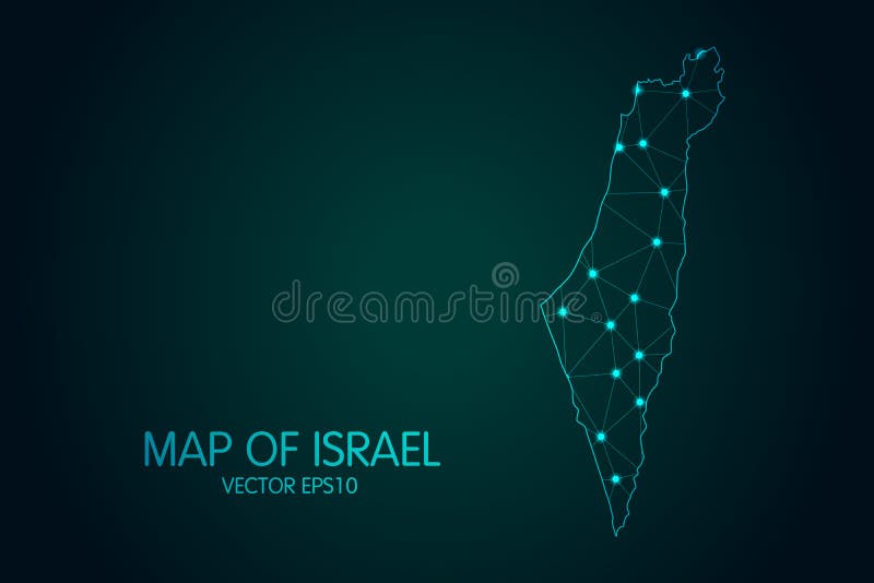 Map of Israel - with Glowing Point and Lines Scales on the Dark ...