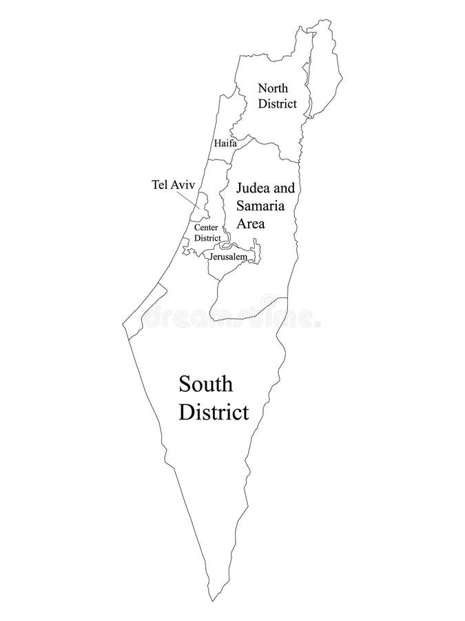 Map of Israeli Districts stock vector. Illustration of topography ...