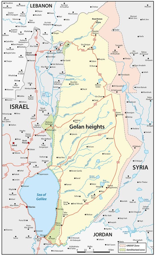 Map of the Israeli-occupied Golan Heights Stock Vector - Illustration ...