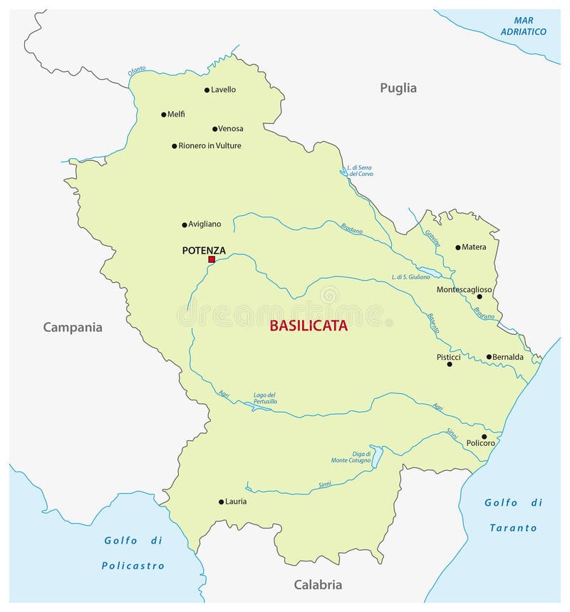 Map of the Italian Region Basilicata Stock Vector - Illustration of ...