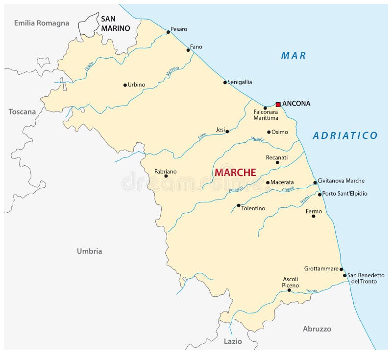 Map of the Italian Region Marche Stock Vector - Illustration of graphic ...