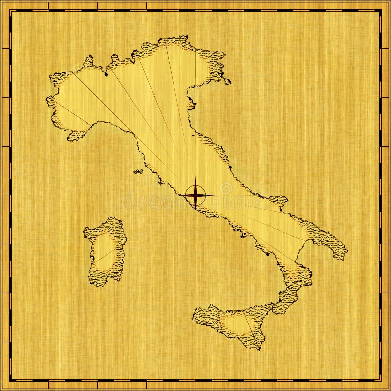 Italy map on old paper stock illustration. Illustration of tourist ...