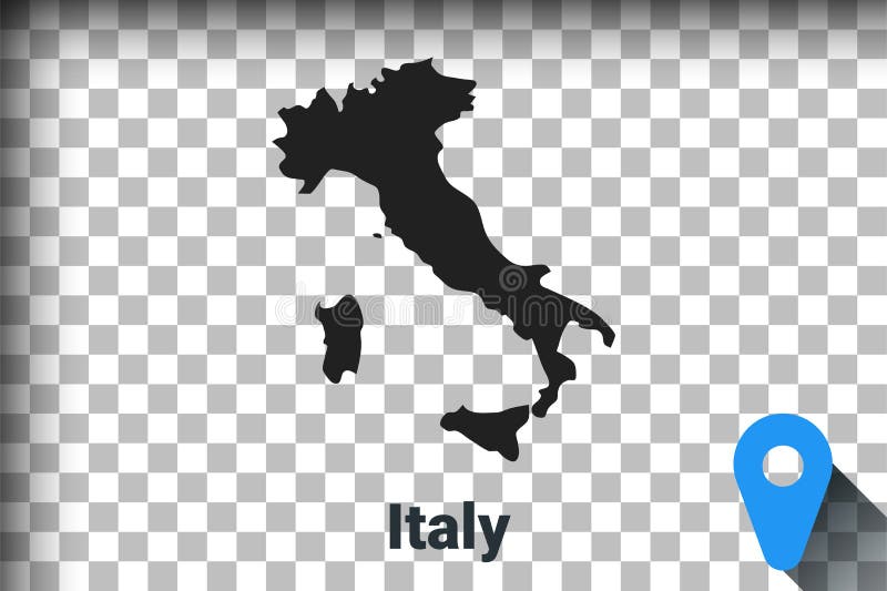 Map of Italy, Black Map on a Transparent Background. Alpha Channel ...