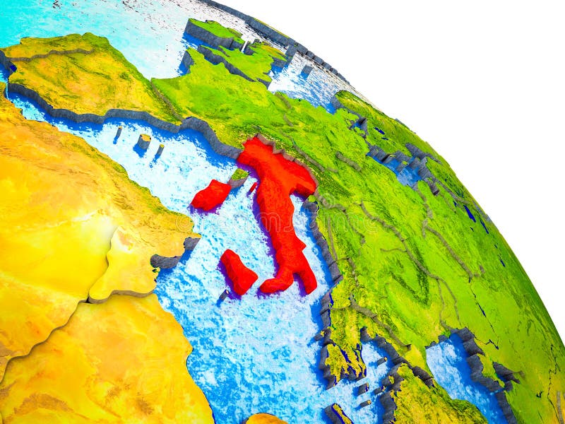 Map of Italy on 3D Earth stock illustration. Illustration of country ...