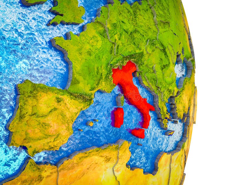 Map of Italy on 3D Earth stock illustration. Illustration of countries ...