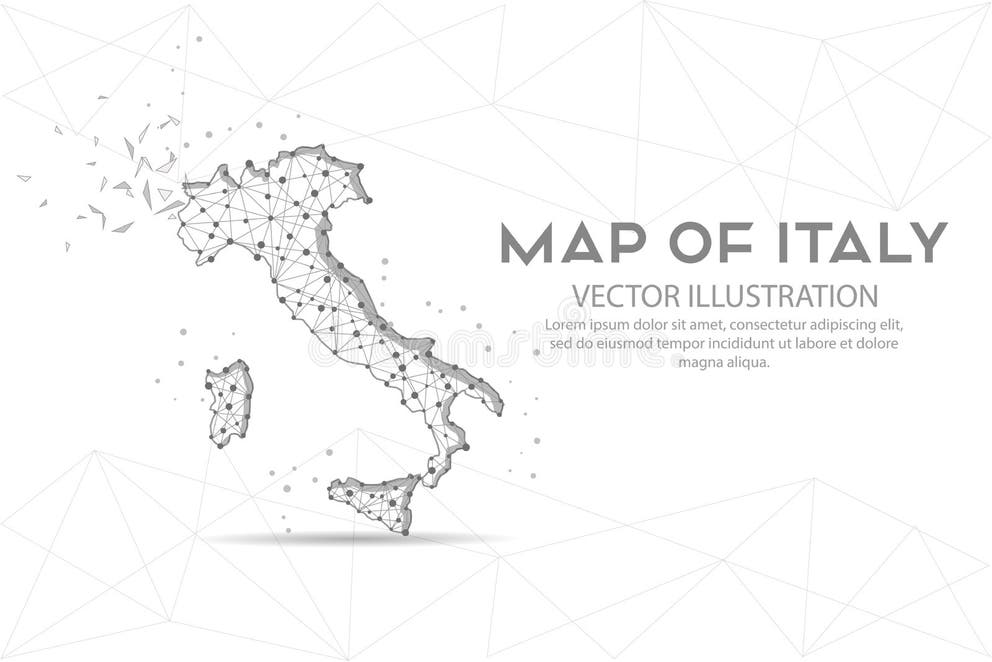 Map of Italy Low Poly Wire Frame on White Background Stock Vector ...