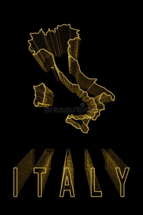 Map of Italy, Gold Map on Black Background Stock Illustration ...