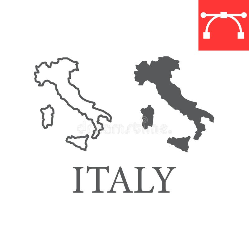 Map of Italy Line and Glyph Icon, Country and Geography, Italy Map Sign ...