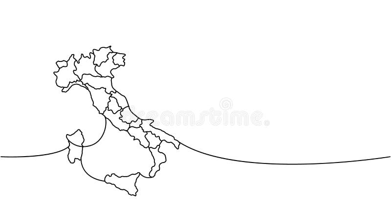 Map of Italy One Line Colored Continuous Drawing. Italy Borders ...
