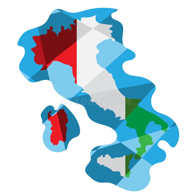 Map of Italy Painted in Color of the Flag in the Polygonal Style Stock ...
