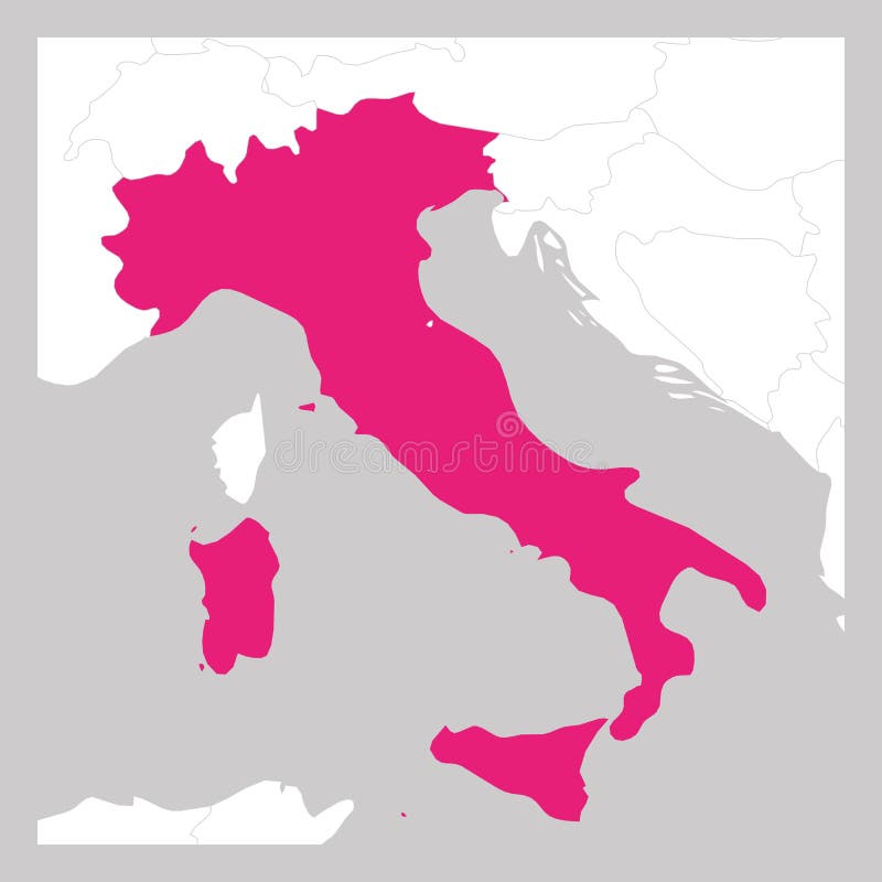Map of Italy Pink Highlighted with Neighbor Countries Stock Vector ...
