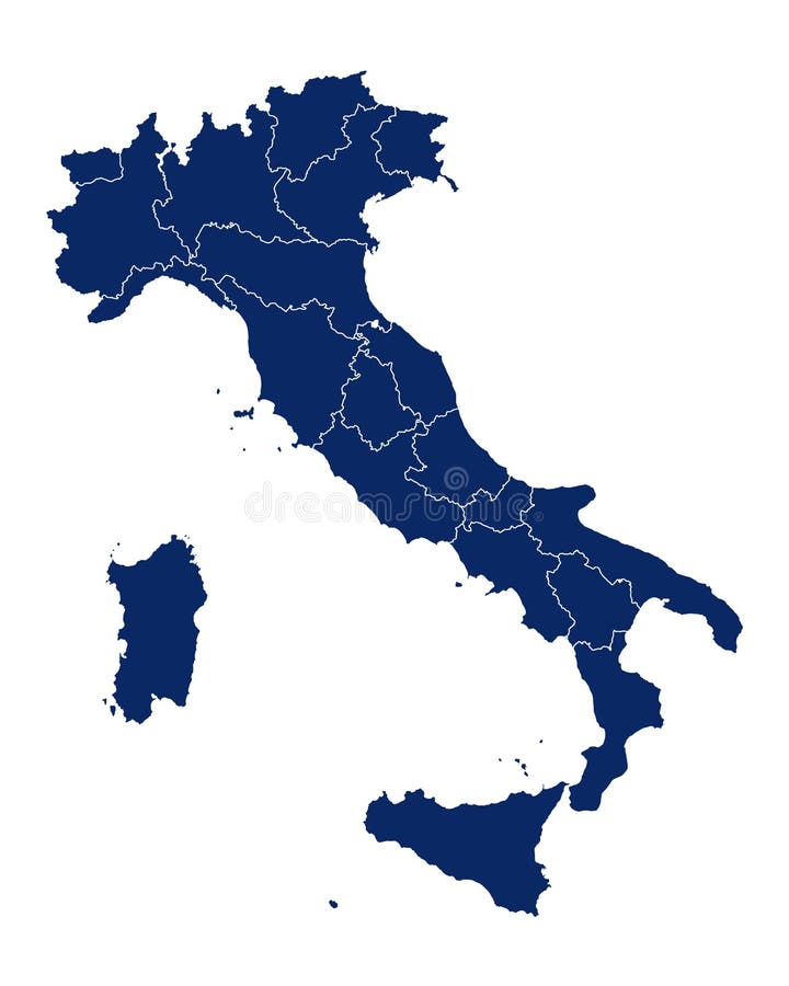 Map of Italy with Regions and Borders Stock Vector - Illustration of ...