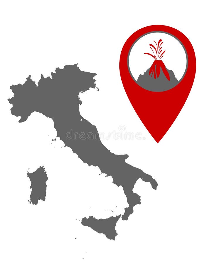 Map of Italy with Volcano Locator Stock Vector - Illustration of ...