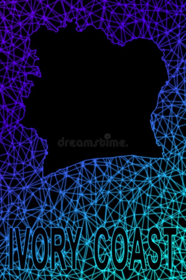 Map of Ivory Coast, Polygonal Mesh Line Map Stock Illustration ...