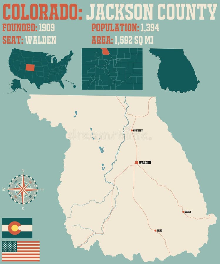 Map of Jackson County in Colorado Stock Vector - Illustration of ...