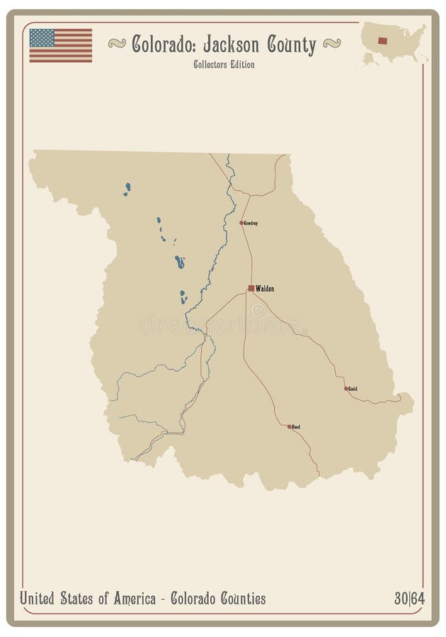 Map of Jackson County in Colorado Stock Vector - Illustration of ...