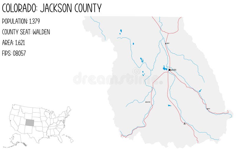 Map of Jackson County in Colorado, USA Stock Vector - Illustration of ...