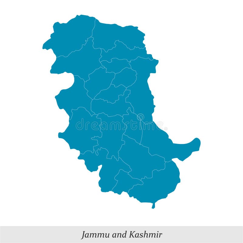 Map of Jammu and Kashmir is a Union Territory of India with Dist Stock ...