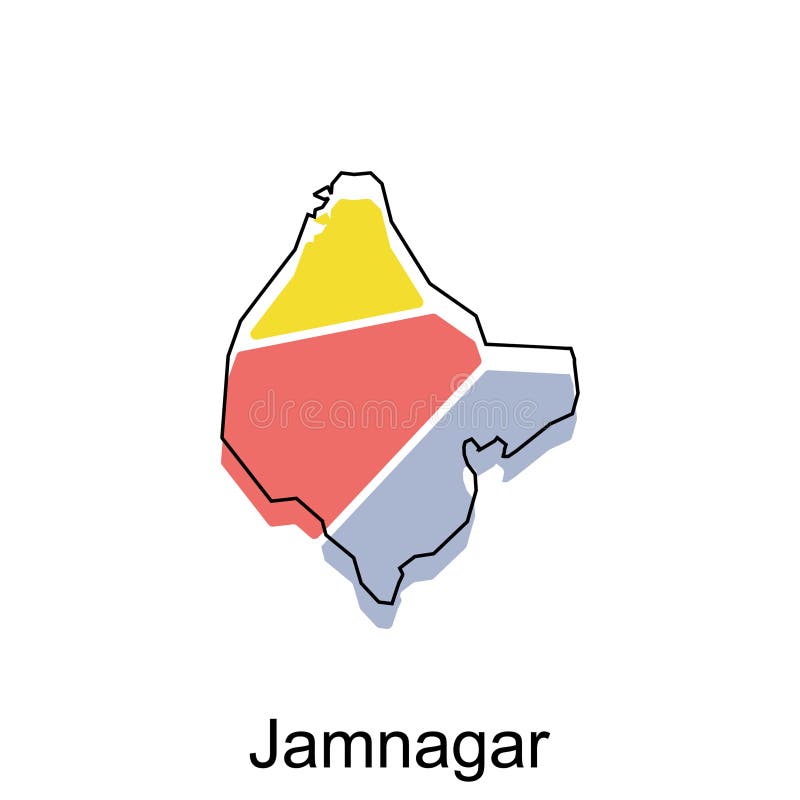 Map of Jamnagar Vector Template with Outline, Graphic Sketch Style ...