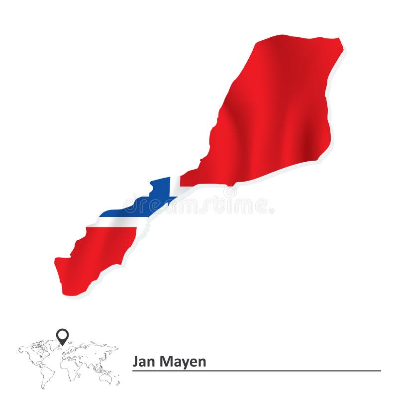 Map of Jan Mayen with flag stock vector. Illustration of territory ...