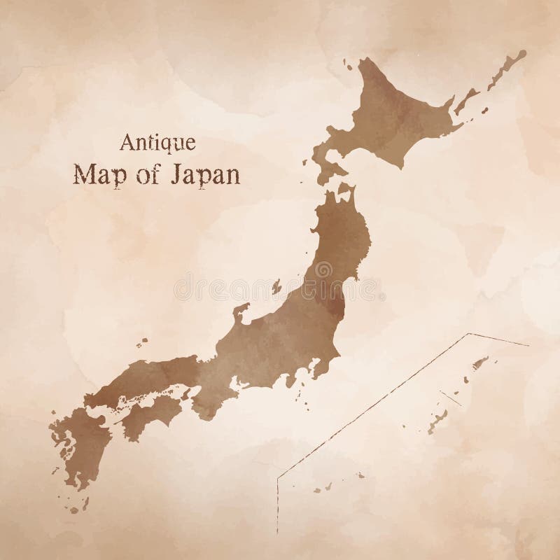 Map of Japan, Antique Watercolor Texture Stock Illustration ...