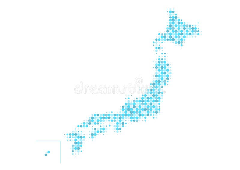 Map of Japan. Colorful Blue Dot Pattern on White Background. Vector ...