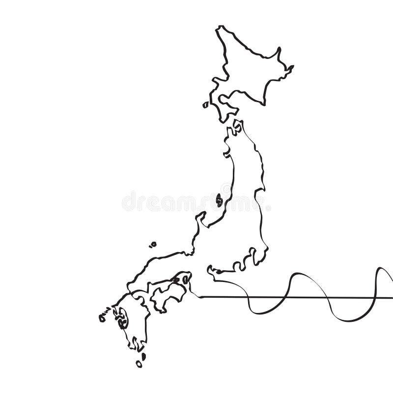 Map of Japan. Continous Line Stock Vector - Illustration of line ...