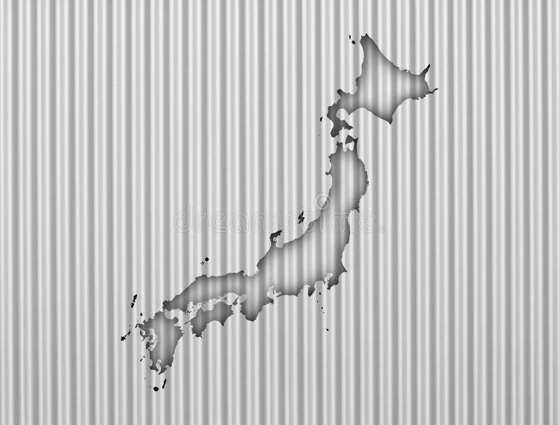 Map of Japan on Corrugated Iron Stock Photo - Image of structure ...