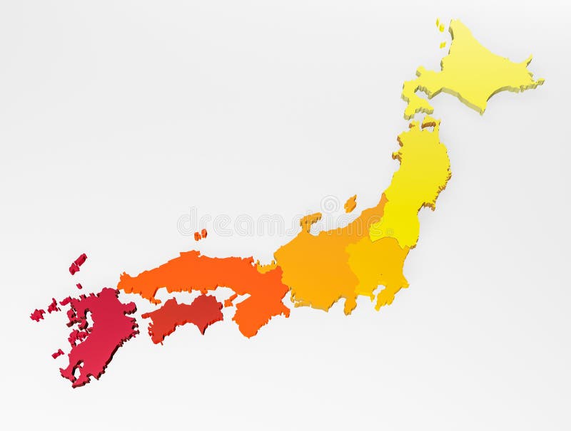 Map Japan 3d Map Realistic.3d Rendering Stock Illustration ...