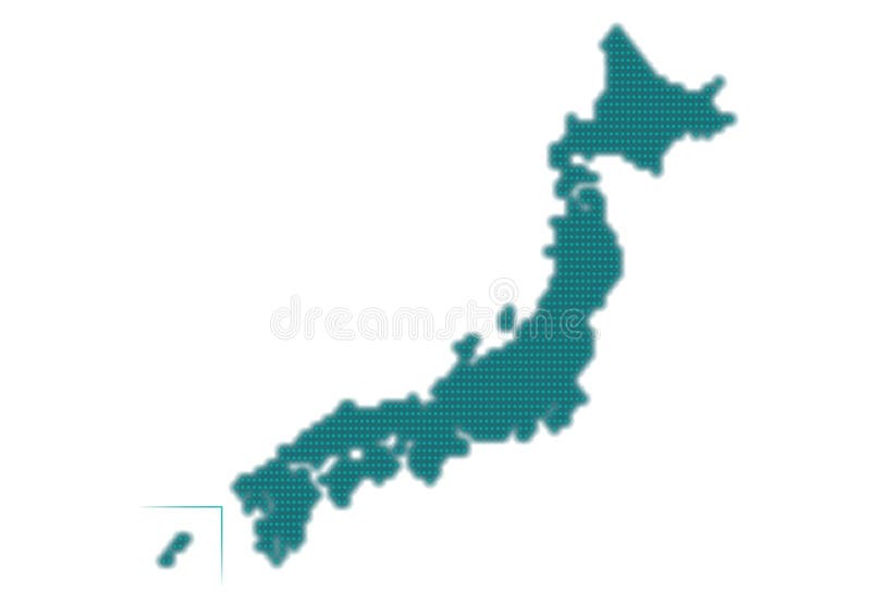 Japan Map is Green on a Blue 3d Background Stock Illustration ...