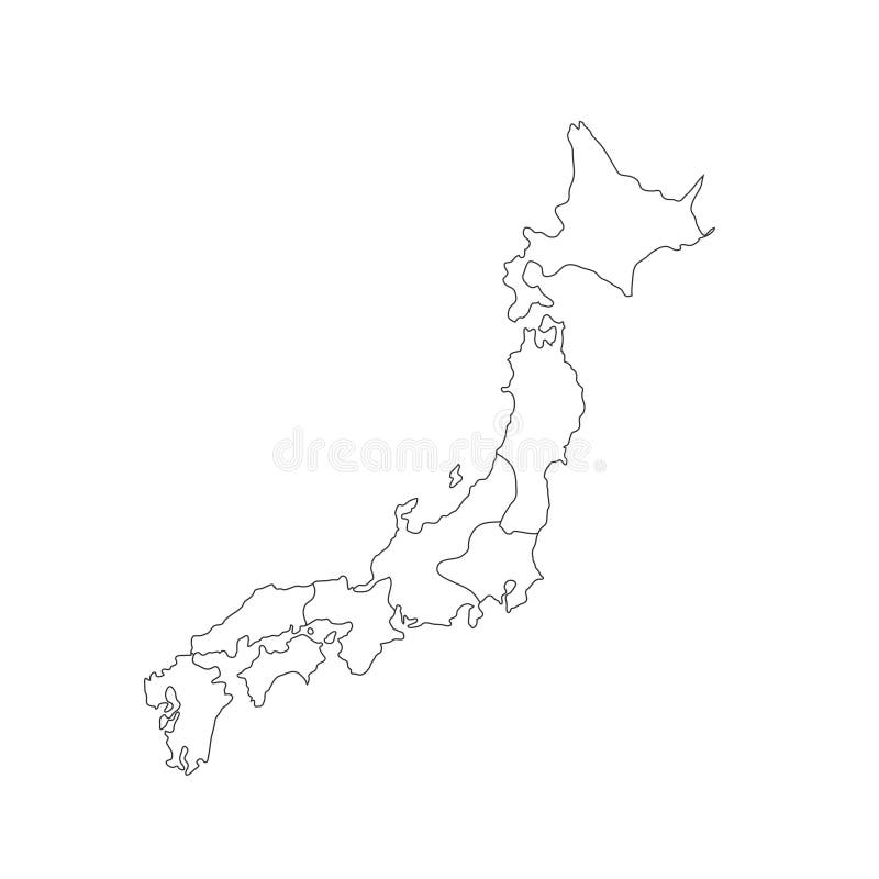 Map of Japan in High Detail Resolution. Mesh Lines and Points Form Map ...
