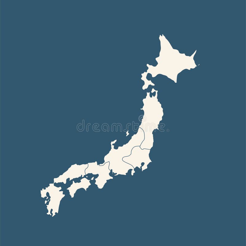 Map of Japan in High Detail Resolution. Mesh Lines and Points Form Map ...