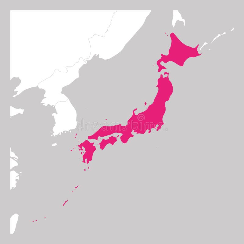Map of Japan Pink Highlighted with Neighbor Countries Stock Vector ...