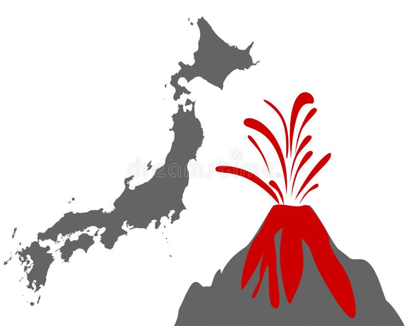 Map of Japan with volcano stock vector. Illustration of isolated ...