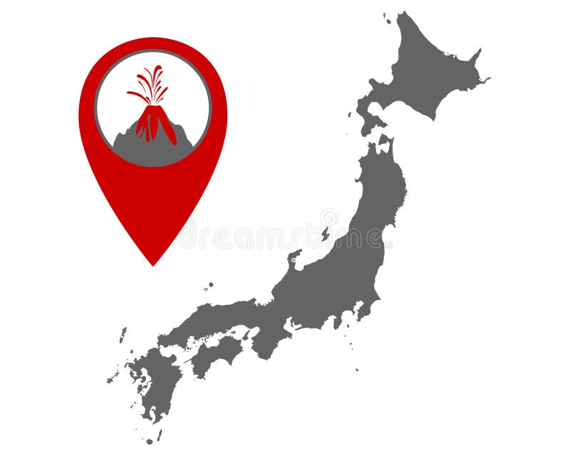 Map of Japan with Volcano Locator Stock Vector - Illustration of ...