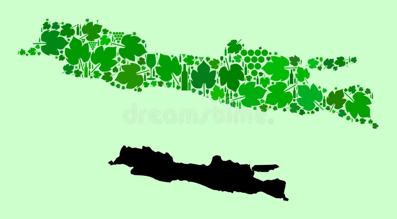 Map of Java Island - Composition of Wine and Grapes Leaves Stock ...