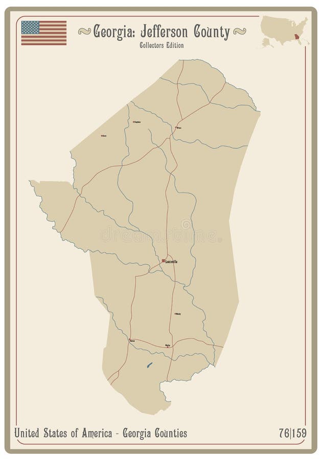 Map of Jefferson County in Georgia Stock Vector - Illustration of ...