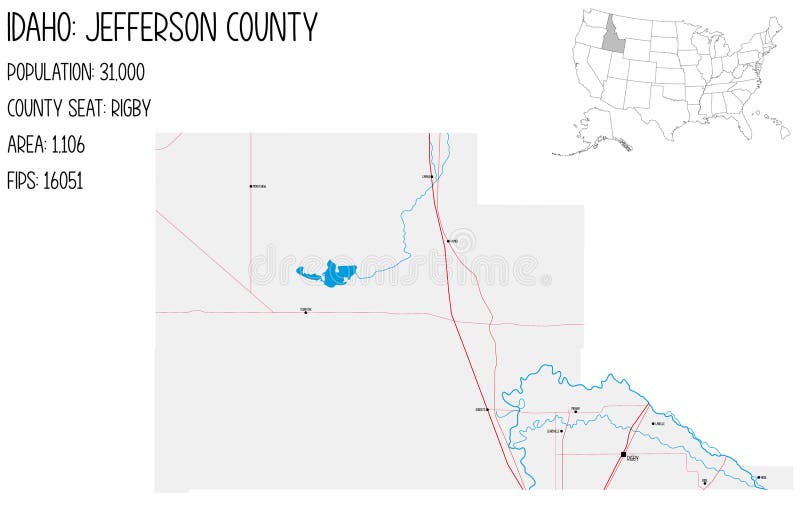 Map of Jefferson County in Idaho, USA. Stock Vector - Illustration of ...