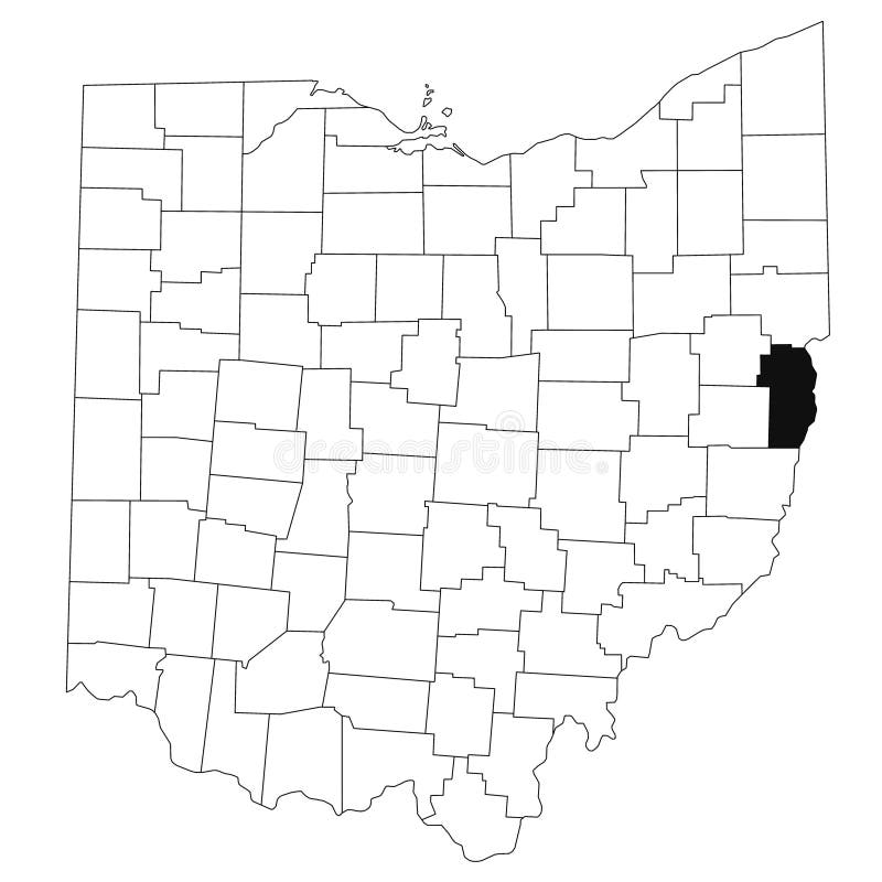 Map of Jefferson County in Ohio State on White Background. Single ...