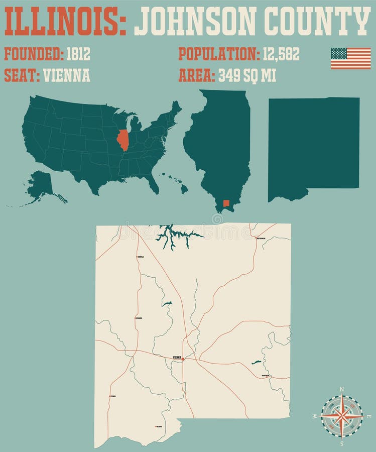 Map of Johnson County in Illinois Stock Vector - Illustration of play ...