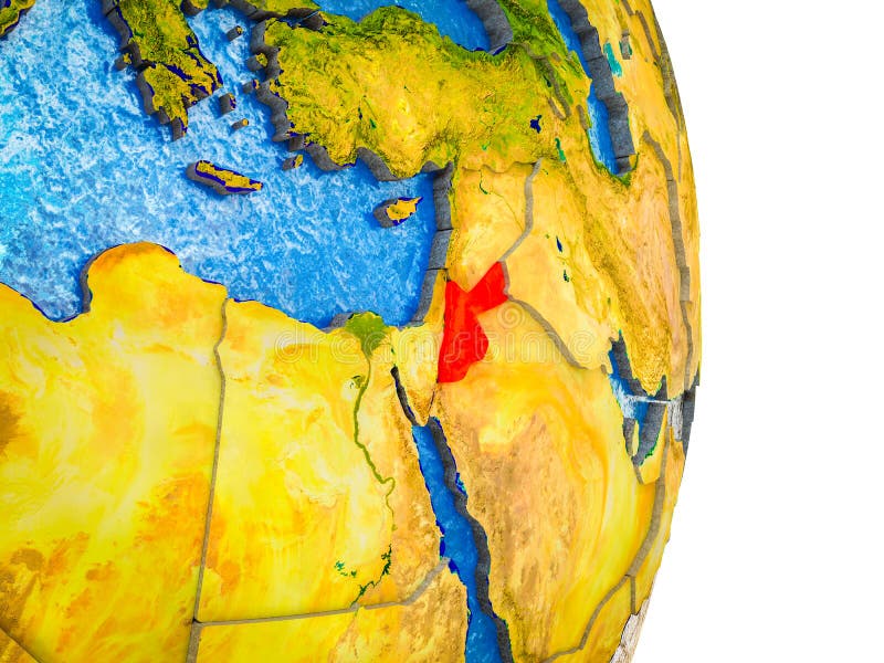 Map of Jordan on 3D Earth stock illustration. Illustration of render ...