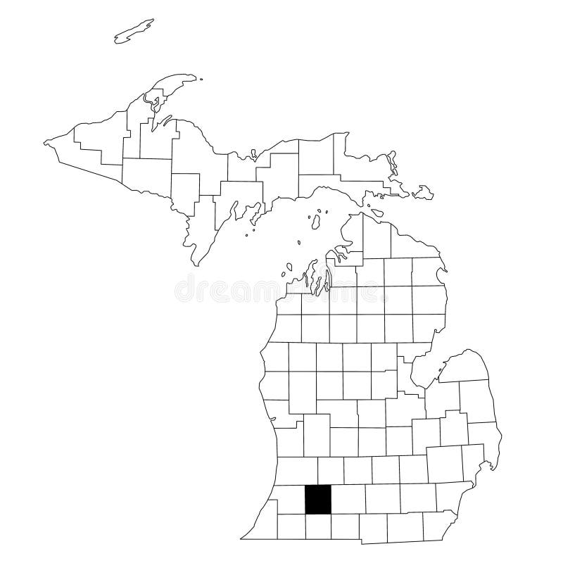 Map of Kalamazoo County in Michigan State on White Background. Single ...