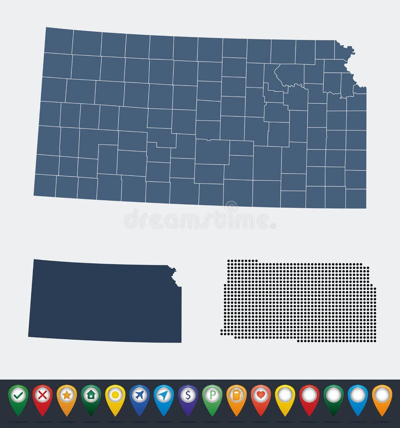 Map of Kansas state stock illustration. Illustration of graphic - 199249076