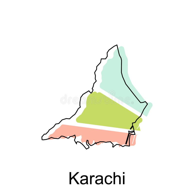 Map of Karachi Modern with Outline Style Vector Design, World Map ...