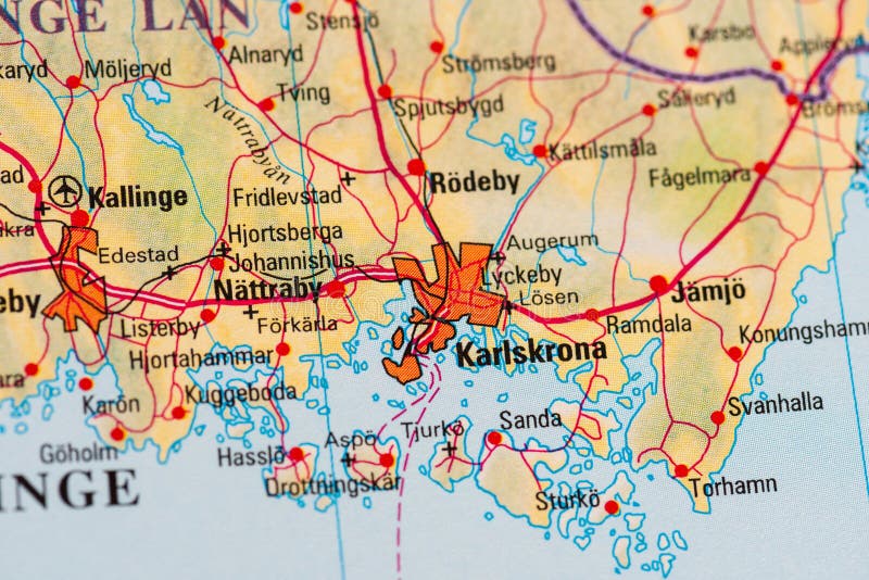 Map of Karlskrona in Sweden.. Stock Image - Image of architecture ...